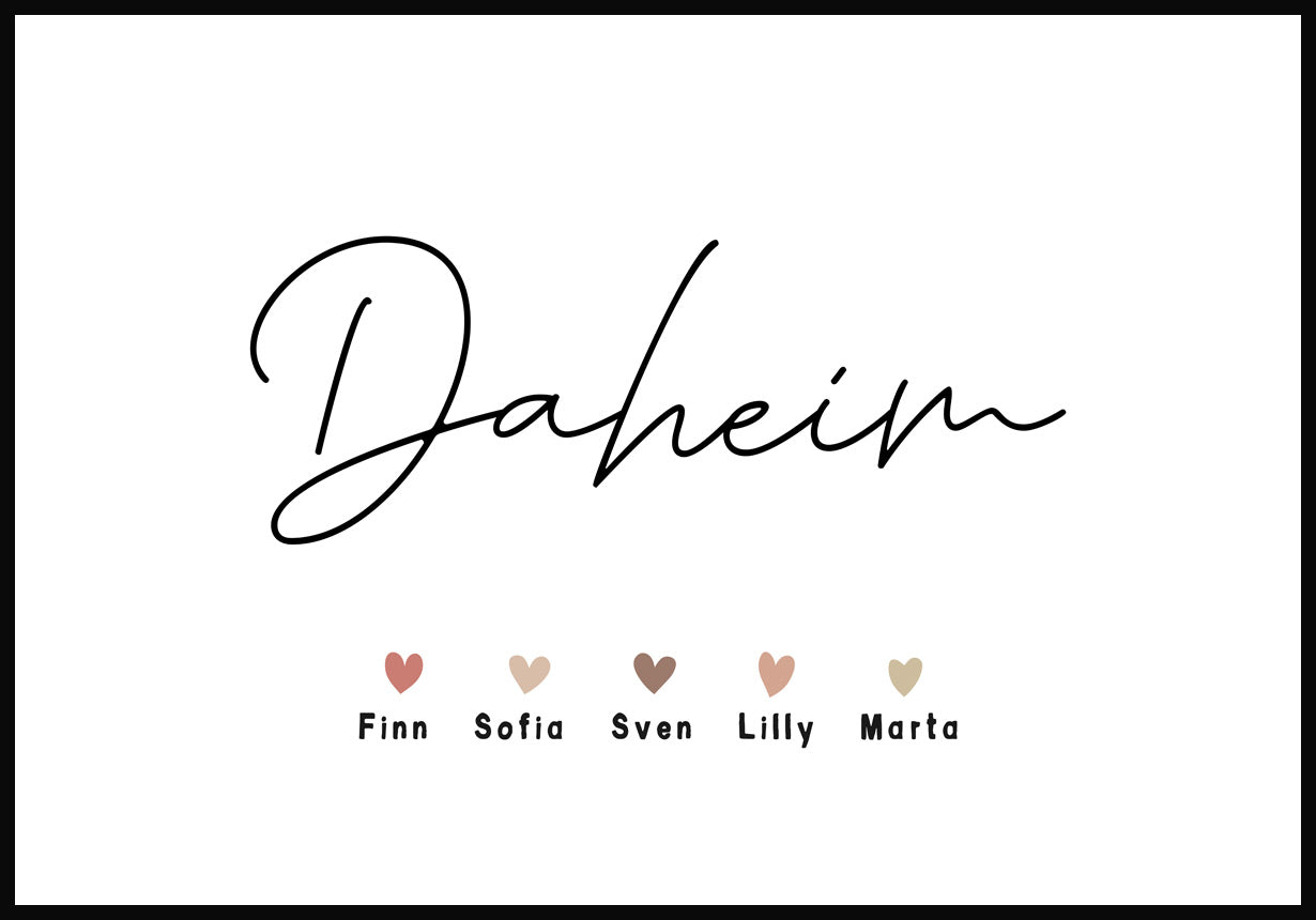 Daheim Schriftzug » Personalisierbares Poster bestellen | PAPERLY